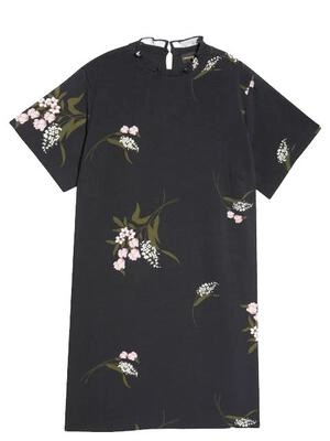 SUGARLIPS Rickie Floral Print Shift Minidress - Black-multi