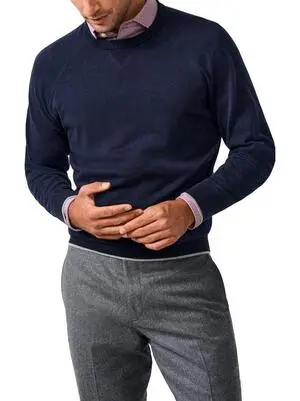 David Donahue Cotton Blend Crewneck Sweater - Midnight
