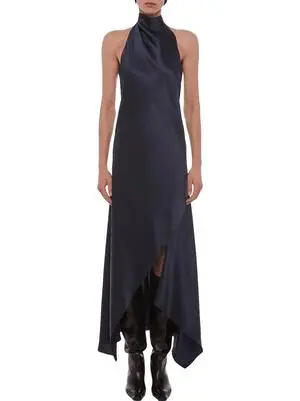 Helmut Lang Silk Maxi Dress - Navy