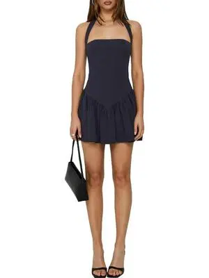 Princess Polly Esatora Halter Flare Minidress - Navy
