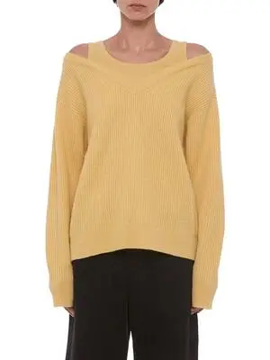 Helmut Lang Double Layer Wool Sweater - Cornsilk