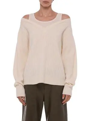 Helmut Lang Double Layer Wool Sweater - Ivory