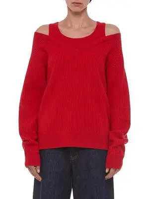 Helmut Lang Double Layer Wool Sweater - Red