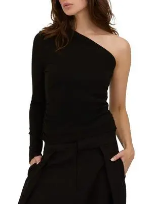 PROJECT SOCIAL T Ruched One Shoulder Top - Black