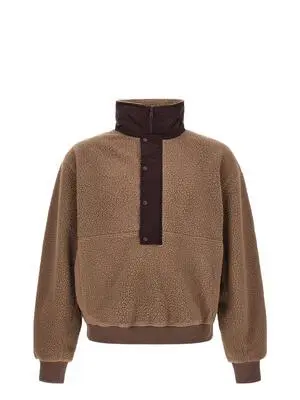 ENTIRE STUDIOS System Half Zip Fleece Sweatshirt - Brown