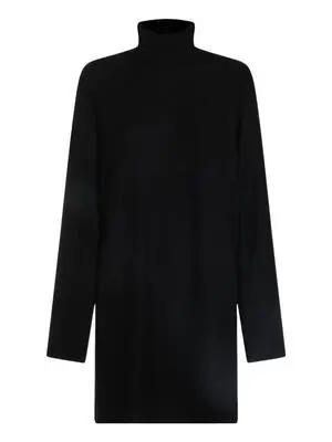 THOM KROM High-neck Long-sleeve Knitted Mini Dress - Black