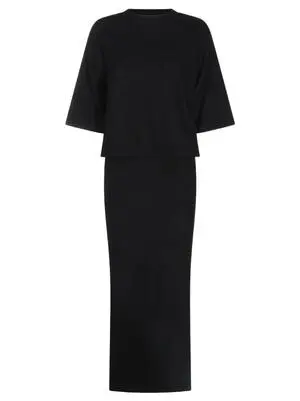 THOM KROM Layered-effect Short-sleeve Maxi Dress - Black