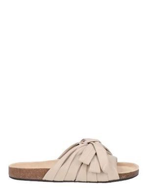 JW Anderson Lambskin Bow Detail Slide Sandals - Beige