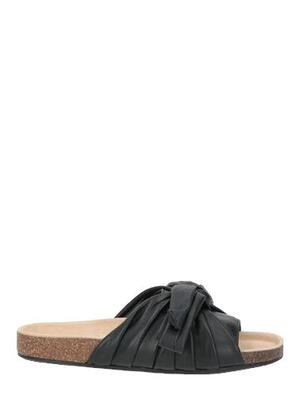JW Anderson Lambskin Bow Detail Slide Sandals - Black