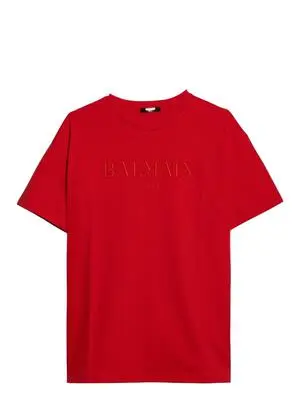 Balmain Embroidered Short-sleeve T-shirt - Red