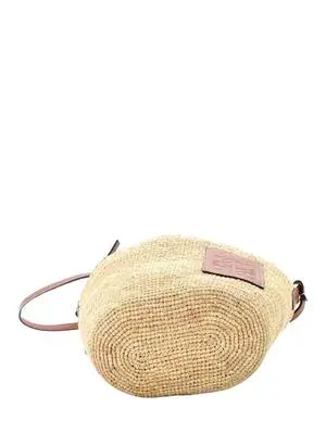 Loewe Woven Raffia And Leather Anagram Jacquard Bucket Bag - Neutrals