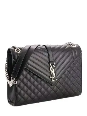 Saint Laurent Monogram Envelope Satchel Shoulder Bag - Black