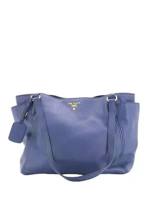 Prada Vitello Daino Medium Tote Bag - Blue