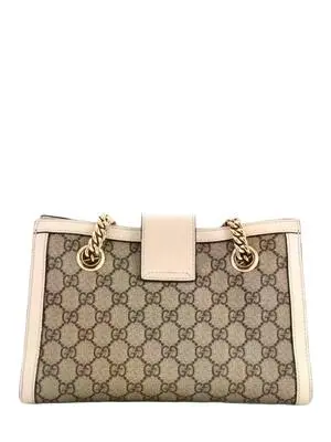 Gucci Padlock Chain Tote Gg Coated Canvas Shoulder Bag - Neutrals