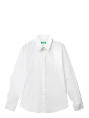 BENETTON Long Sleeve Button-down Shirt - White