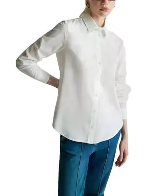 BENETTON Long Sleeve Button-down Shirt - White