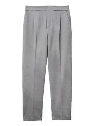 BENETTON Pleated Cropped Trousers - Grey