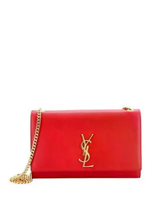 Saint Laurent Monogram Grainy Leather Medium Crossbody Bag - Red