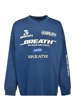 BREATH Graphic-print Long-sleeve T-shirt - Blue