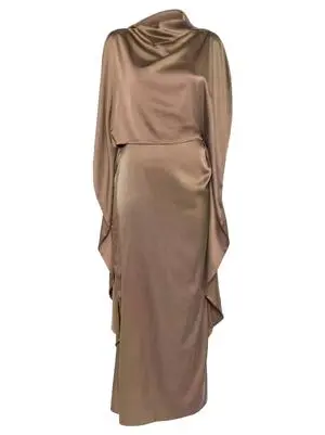 RUOHAN Ruohan Ikra Draped Midi Dress Brown