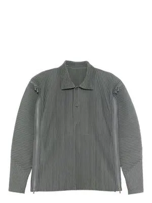 Issey Miyake Plissé-effect Zip-detail Polo Shirt - Blue
