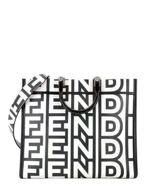 Fendi X Marc Jacobs Sunshine Shopper Printed Leather Medium Tote Bag - Black
