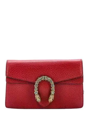 Gucci GUCCI Dionysus Leather Clutch Red