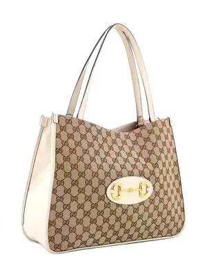 Gucci Horsebit 1955 Gg Canvas With Leather Medium Tote Bag - Neutrals