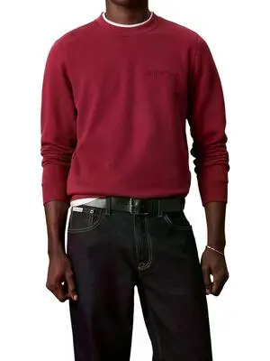 Calvin Klein Logo-embossed Crew-neck Sweatshirt - Red