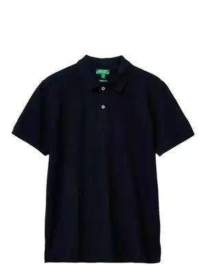 BENETTON Logo-embroidered Piqué Polo Shirt - Blue