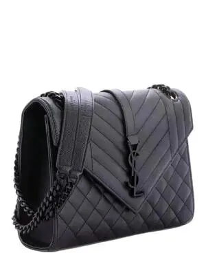 Saint Laurent Monogram Envelope Satchel - Black