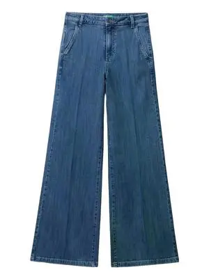 BENETTON Wide-leg Jeans With Pressed Crease - Blue