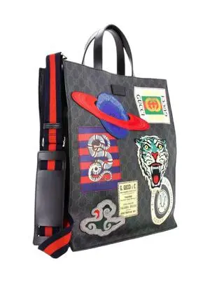 Gucci Convertible Soft Gg Coated Canvas Tote Bag - Black