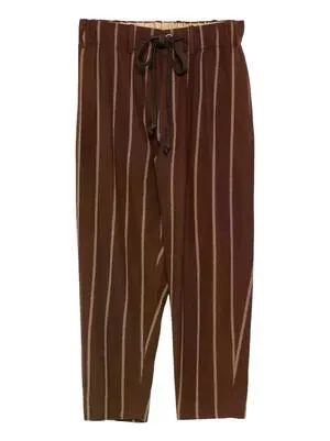 UMA WANG Stripe Pattern Drawstring Trousers - Brown