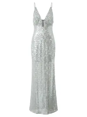AISL Sequin Plunge Gown - Silver