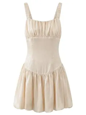 AISL Ruched Bust Bubble Hem Mini Dress - Silver