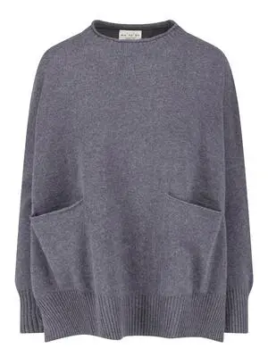 MA'RY'YA MA'RY'YA Oversized Wool-Cashmere Crewneck Sweater With Pockets Grey