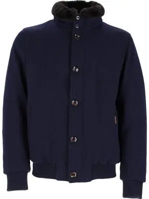 MOORER Wool Blend Jacket With Fur Trim Collar