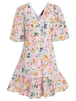 MAXCO. Max&co. Floral Print V-neck Dress With Lace Details - Pink