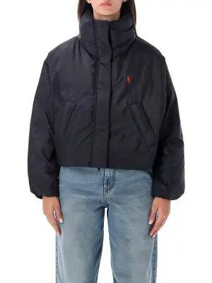 Polo Ralph Lauren Cropped Quilted Puffer Jacket With Stand Collar - Nero