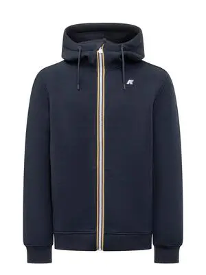 K-WAY Zip-front Hooded Sweatshirt With Drawstring - Blue Depth