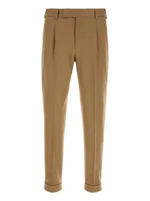 PT TORINO Stretch Wool Blend Tailored Trousers - Camel