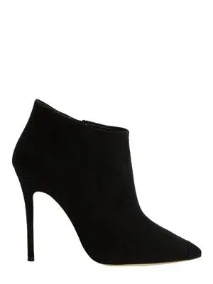 GIUSEPPE ZANOTTI Suede Pointed Toe Zip Up High Heel Ankle Boots - Black