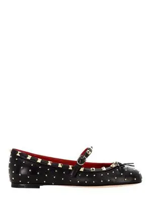 Valentino Garavani Valentino Nappa Leather Rockstud Ballerinas Nero