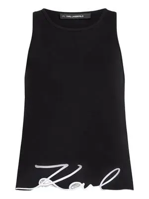 Karl Lagerfeld Sleeveless Logo Detail Top - Black