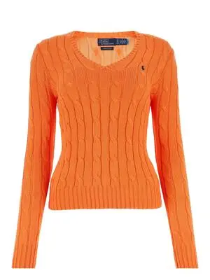 Polo Ralph Lauren V-neck Cable-knit Jumper - Orange