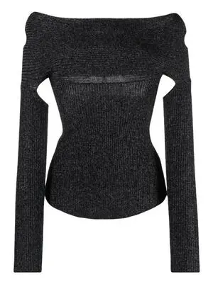Khaite Salma Open-back Off-shoulder Long-sleeve Top - Black