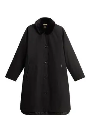 Woolrich Single Breasted Faux Fur Collar Coat - Black