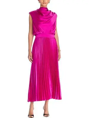 Ramy Brook Farah Draped Neck Midi Dress - Raspberry