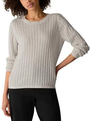 Eileen Fisher Super Fine Merino Wool Crewneck Sweater - Plaster